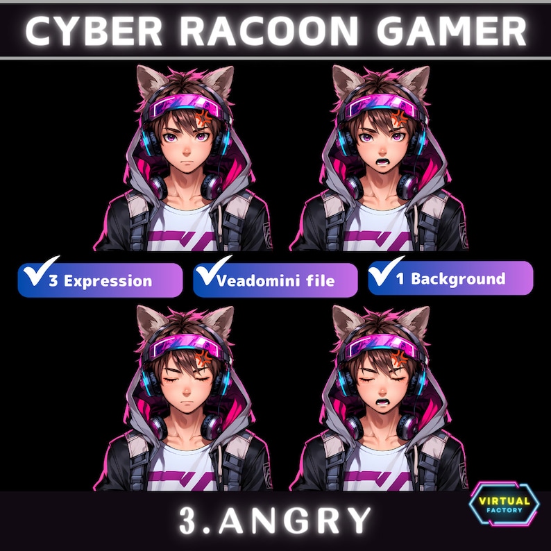 Premade Pngtuber Model Racoon Boy Vtuber Model Male PNG Vtuber Avatar ...