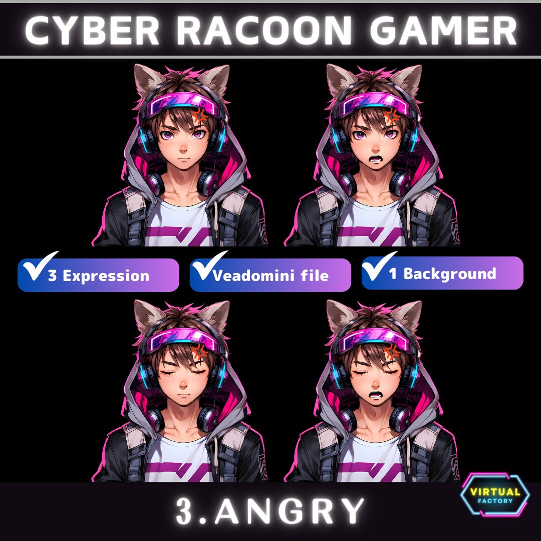 Premade Pngtuber Model Racoon Boy Vtuber Model Male PNG Vtuber Avatar ...