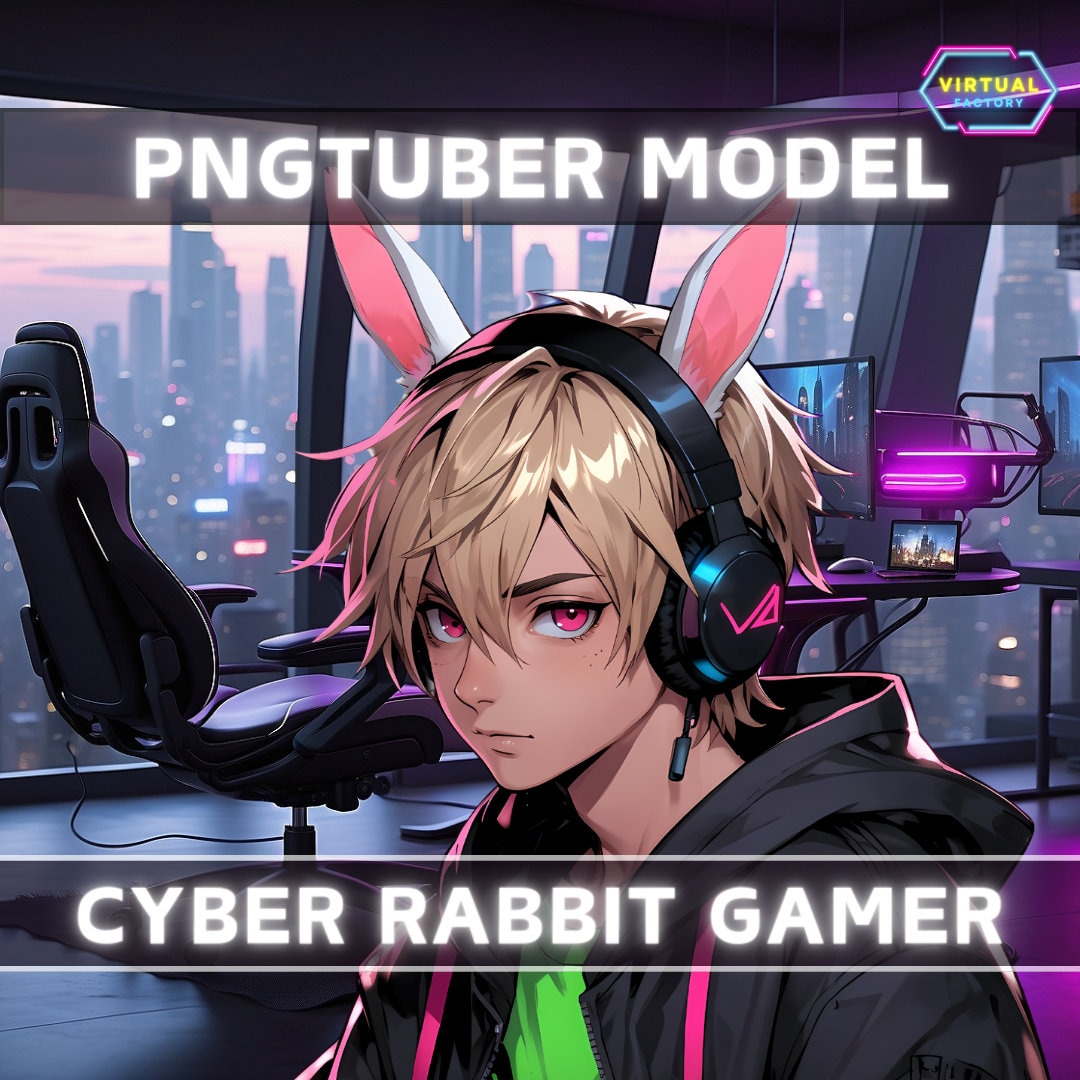 Premade Pngtuber Model Rabbit Boy Vtuber Model Male PNG Vtuber Avatar ...