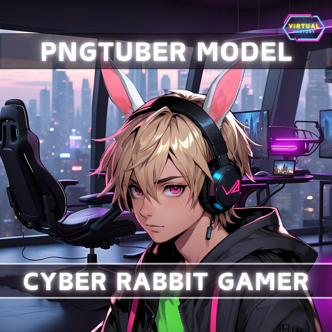 Premade Pngtuber Model Rabbit Boy Vtuber Model Male PNG Vtuber Avatar ...