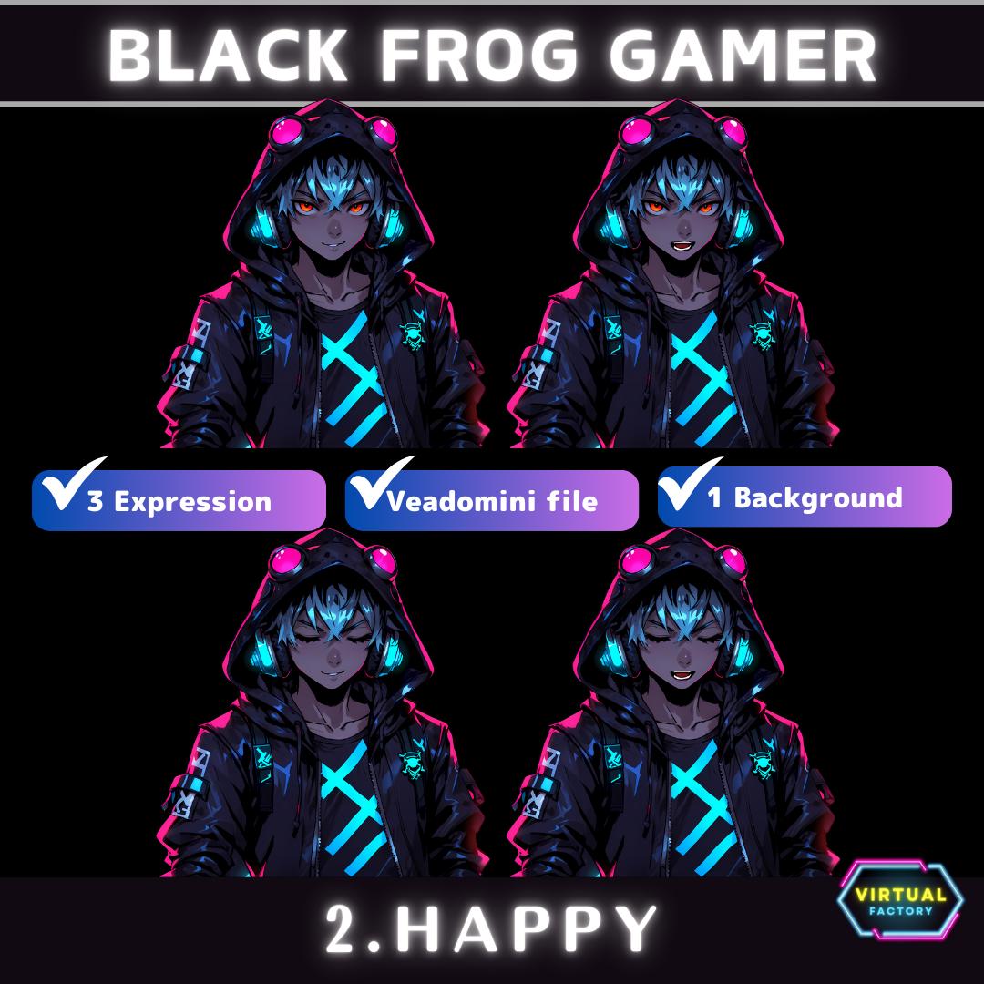 Premade Pngtuber Model Black Frog Boy Vtuber Model Cute Male PNG Vtuber ...