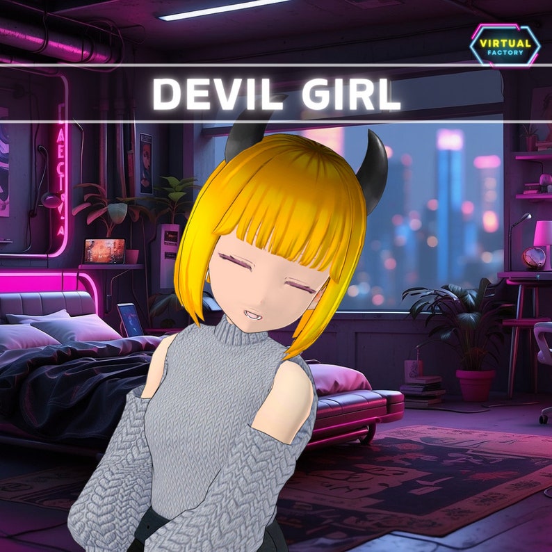 Premade 3D Vtuber Model Devil Girl Ready to Use VRM L Twitch Youtube ...