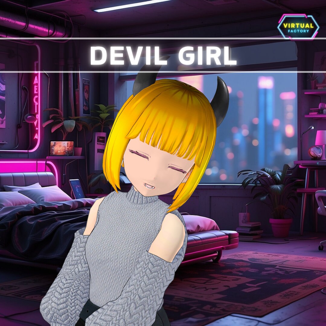 Premade 3D Vtuber Model Devil Girl Ready to Use VRM L Twitch Youtube ...