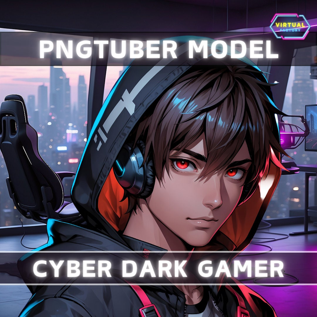 Premade Pngtuber Model Dark Gamer Boy Vtuber Model Male PNG Vtuber ...
