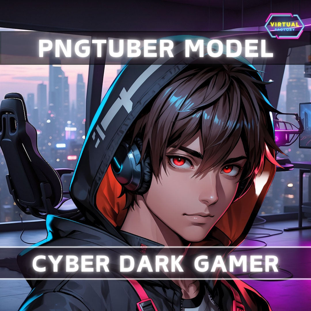 Premade Pngtuber Model Dark Gamer Boy Vtuber Model Male PNG Vtuber ...