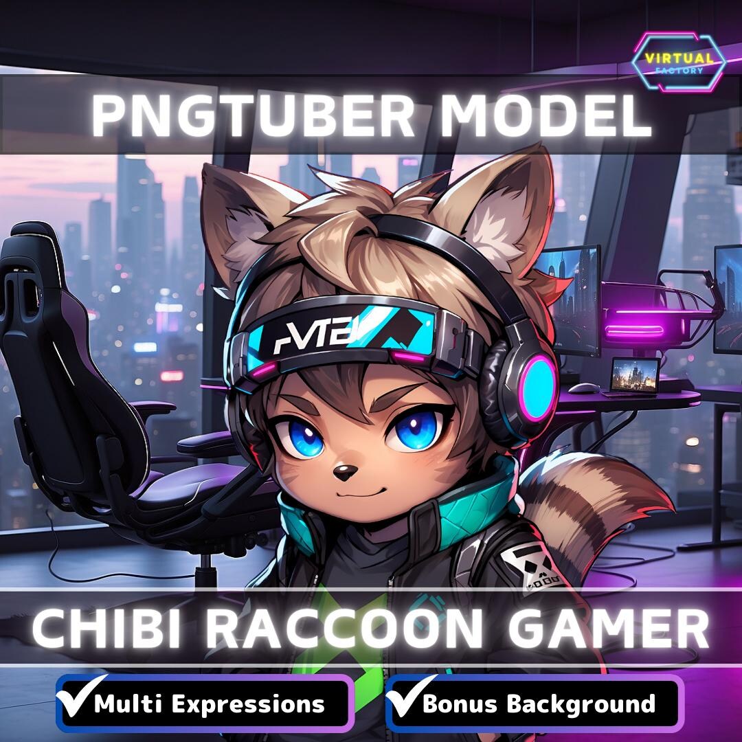 Premade Pngtuber Model Chibi Raccoon Boy Vtuber Model Cute Male PNG ...