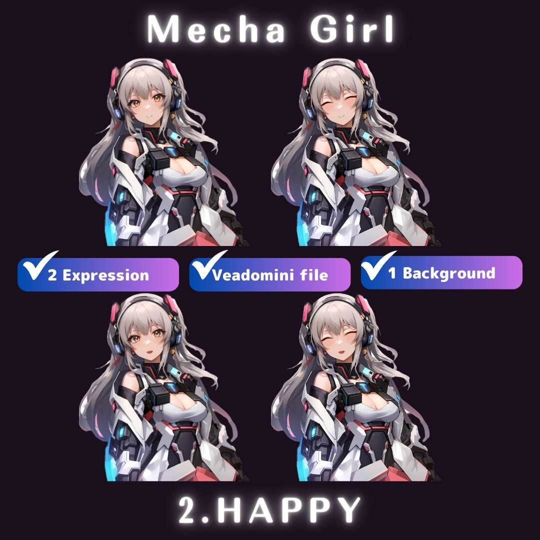 Pngtuber Premade Model Mecha Girl With Animated Background Twitch ...