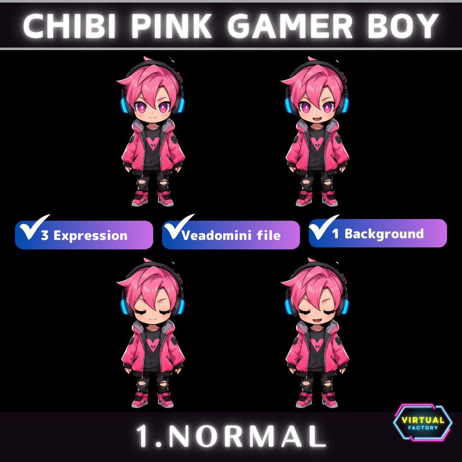 Premade Pngtuber Model Chibi Pink Boy Vtuber Model Cute Male PNG Vtuber ...