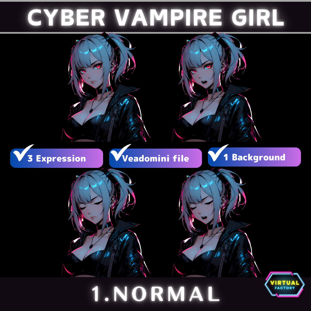 Premade Pngtuber Model Vampire Girl Vtuber Model Female PNG Vtuber Avatar Gaming Stream Asset ...