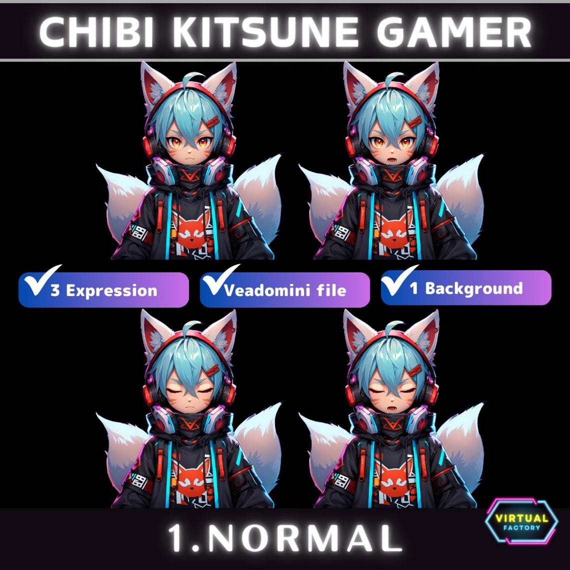 Premade Pngtuber Model Chibi Kitsune Boy Vtuber Model Cute Male PNG ...