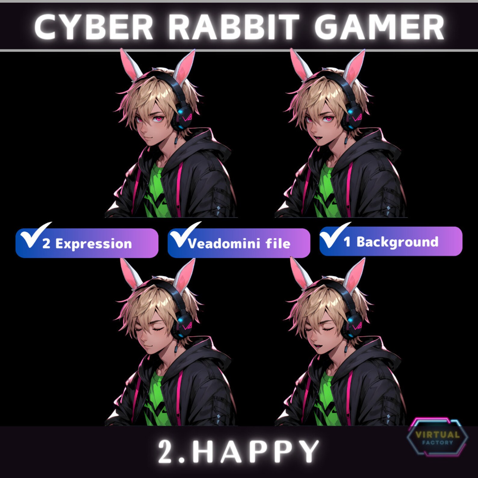 Premade Pngtuber Model Rabbit Boy Vtuber Model Male PNG Vtuber Avatar ...