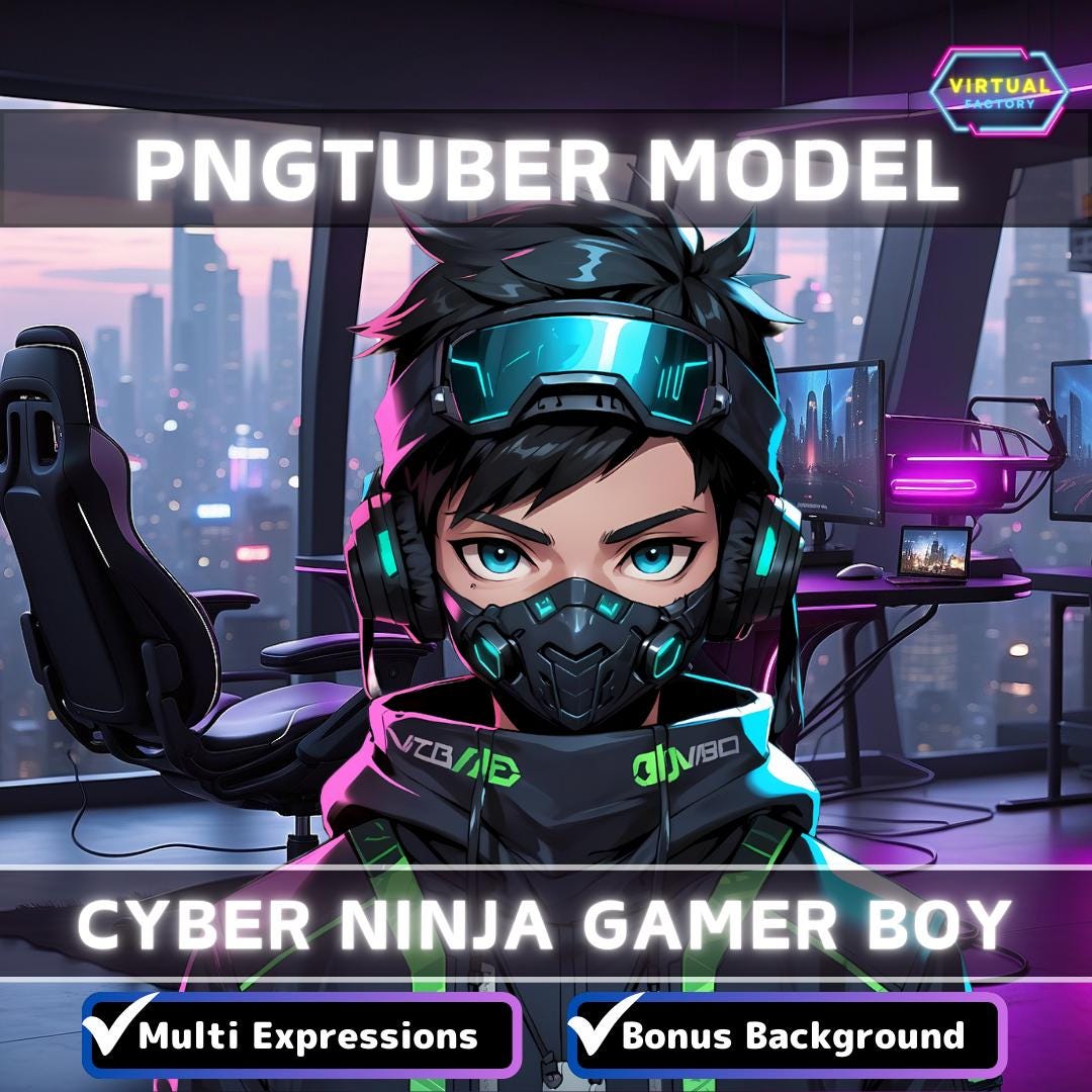 Premade Pngtuber Model Masked Ninja Boy Vtuber Model Male PNG Vtuber ...