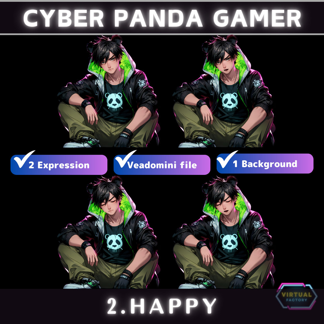 Premade Pngtuber Model Panda Male Vtuber Model Boy PNG Vtuber Avatar ...