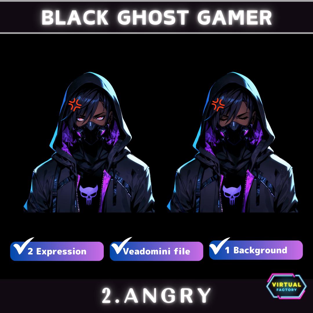 Premade Pngtuber Model Black Ghost Boy Vtuber Model Male PNG Vtuber ...