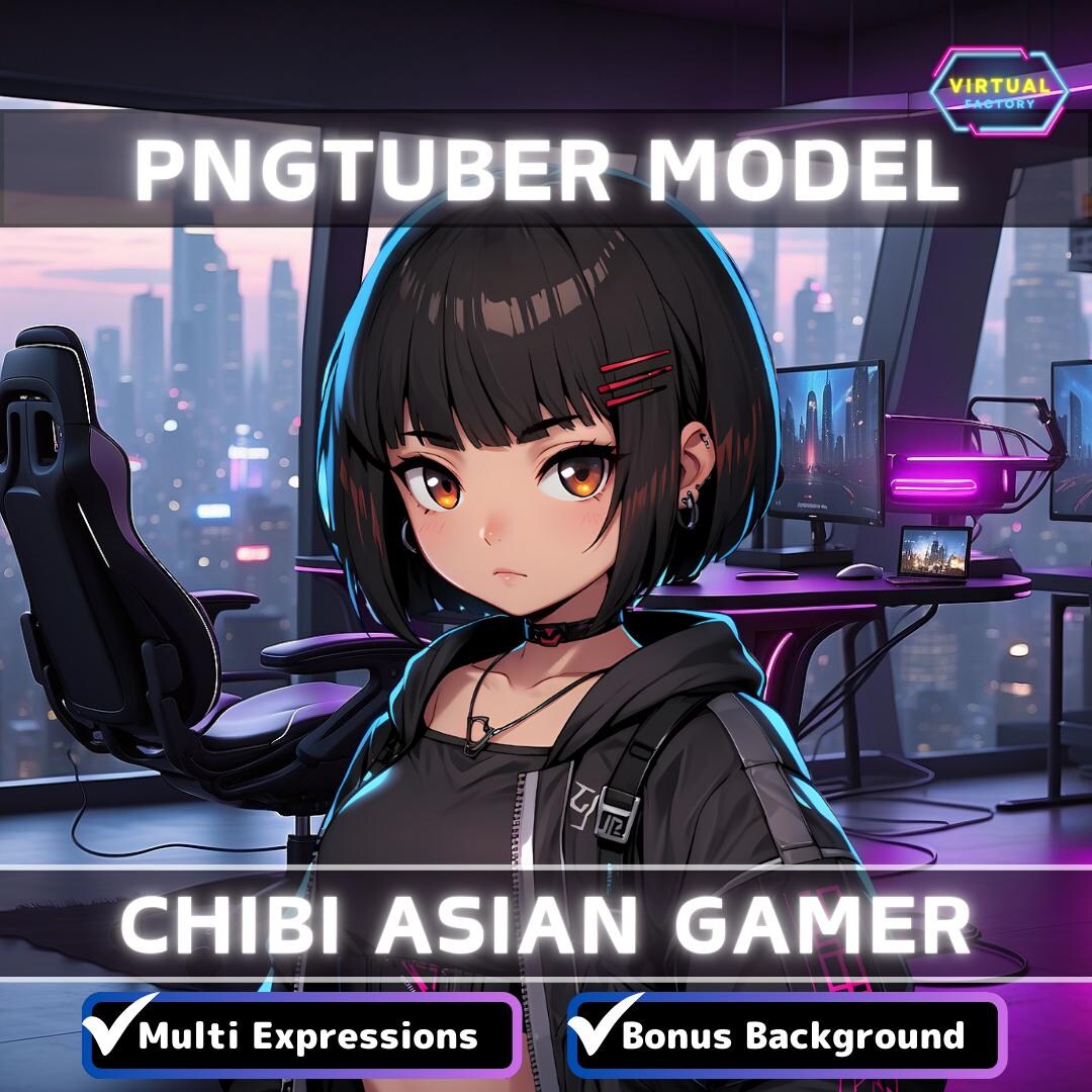 Premade Pngtuber Model Chibi Asian Girl Vtuber Model Cute Female PNG ...