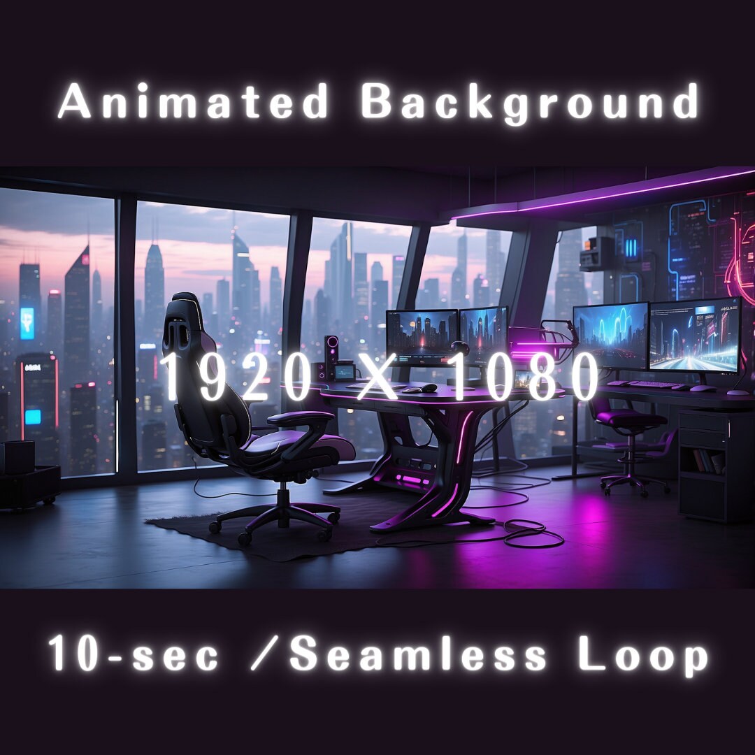 Animated Background Cyberpunk Streaming Room for Streaming on OBS ...