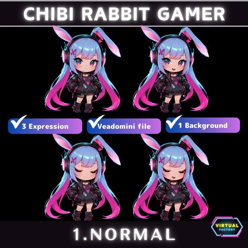 Premade Pngtuber Model Chibi Rabbit Girl Vtuber Model Cute Female PNG ...