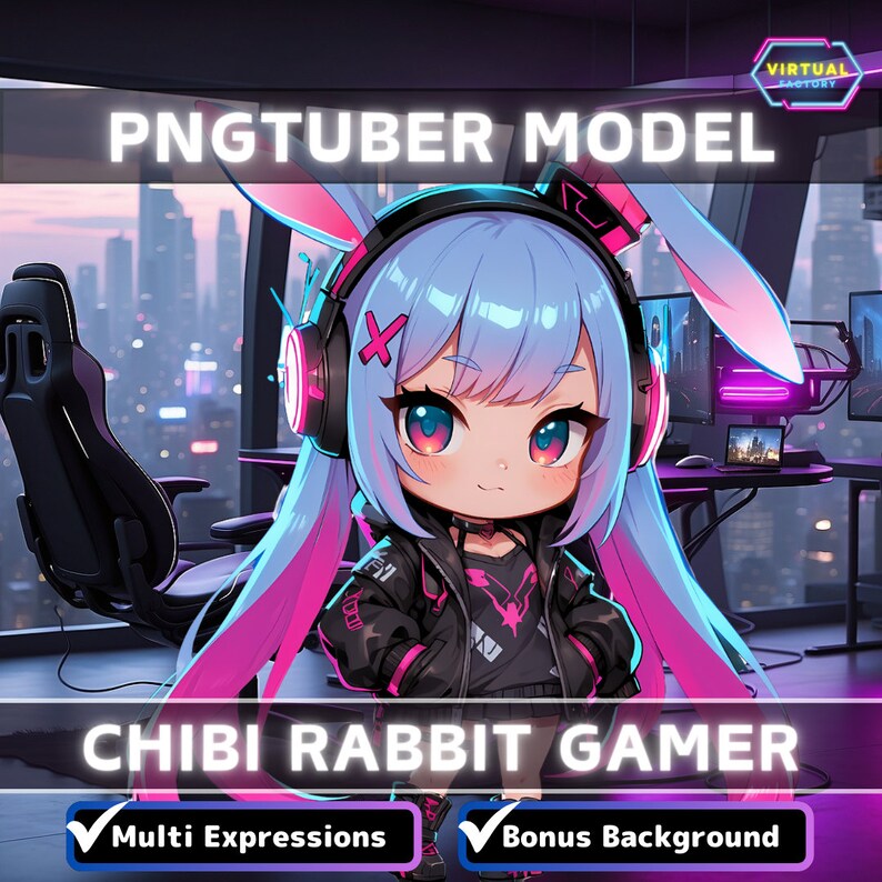 Premade Pngtuber Model Chibi Rabbit Girl Vtuber Model Cute Female PNG ...