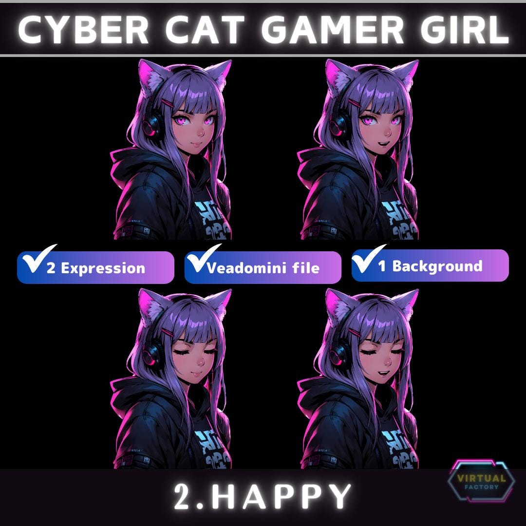 Premade Pngtuber Model Cat Girl Vtuber Model Cute PNG Vtuber Avatar ...
