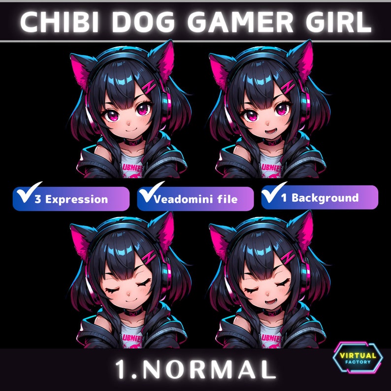 Premade Pngtuber Model Chibi Dog Girl Vtuber Model Cute Female PNG ...