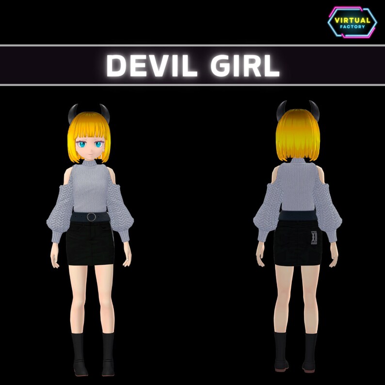 Premade 3D Vtuber Model Devil Girl Ready to Use VRM L Twitch Youtube ...