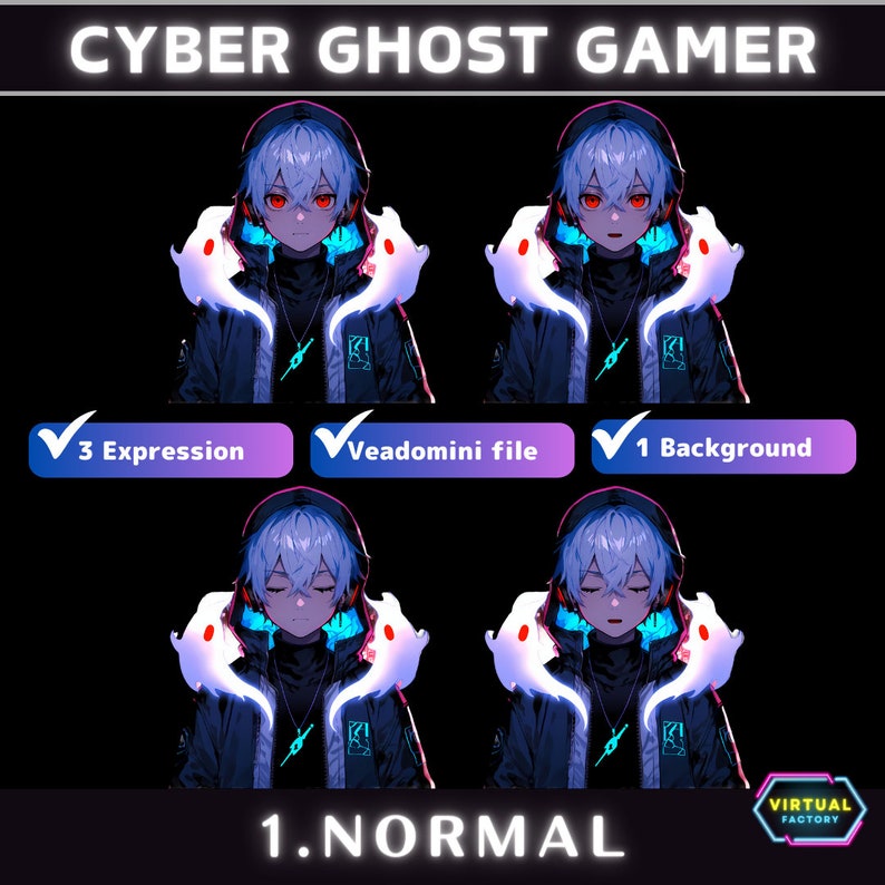 Premade Pngtuber Model Ghost Boy Vtuber Model Male PNG Vtuber Avatar ...