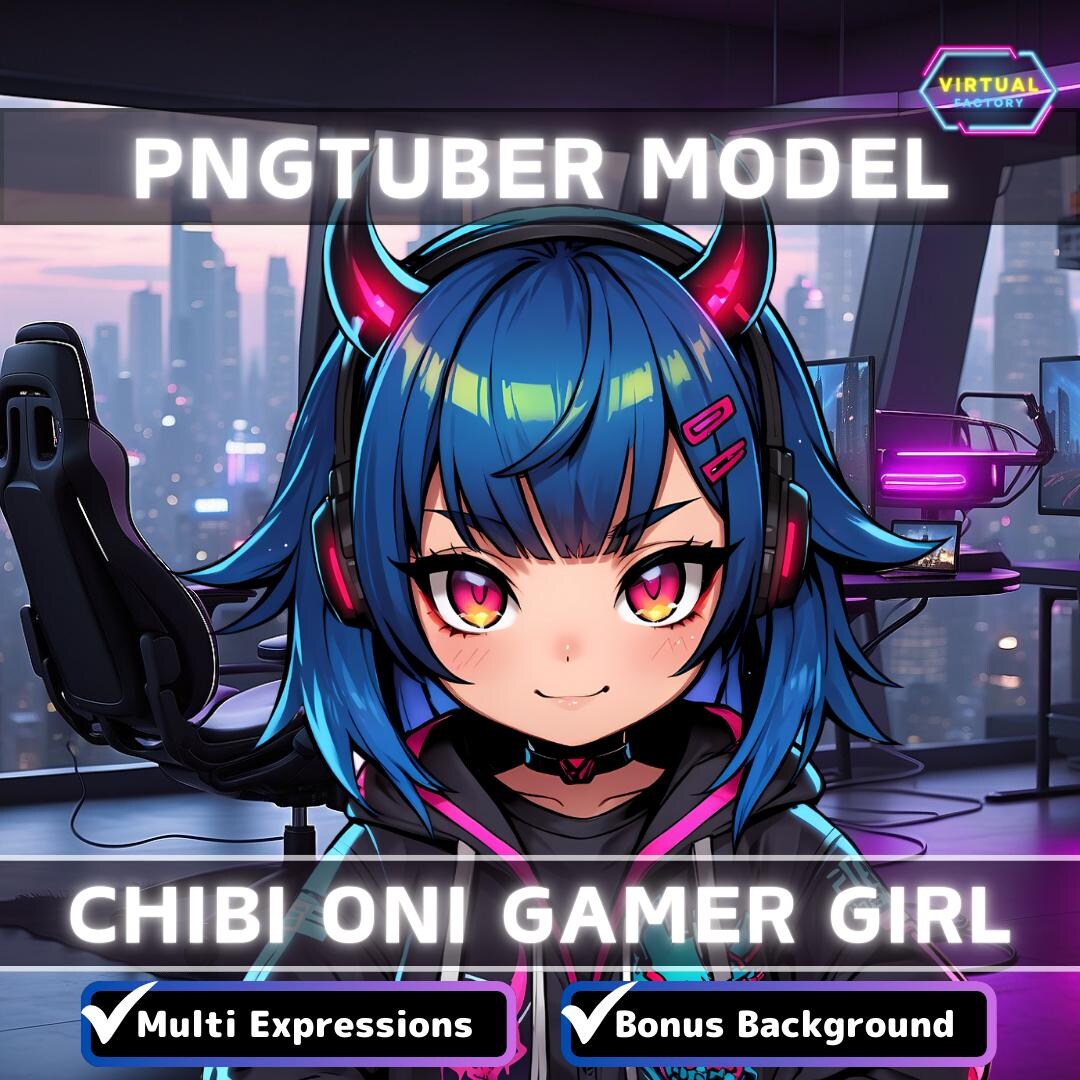 Premade Pngtuber Model Chibi Oni Girl Vtuber Model Cute Female PNG ...