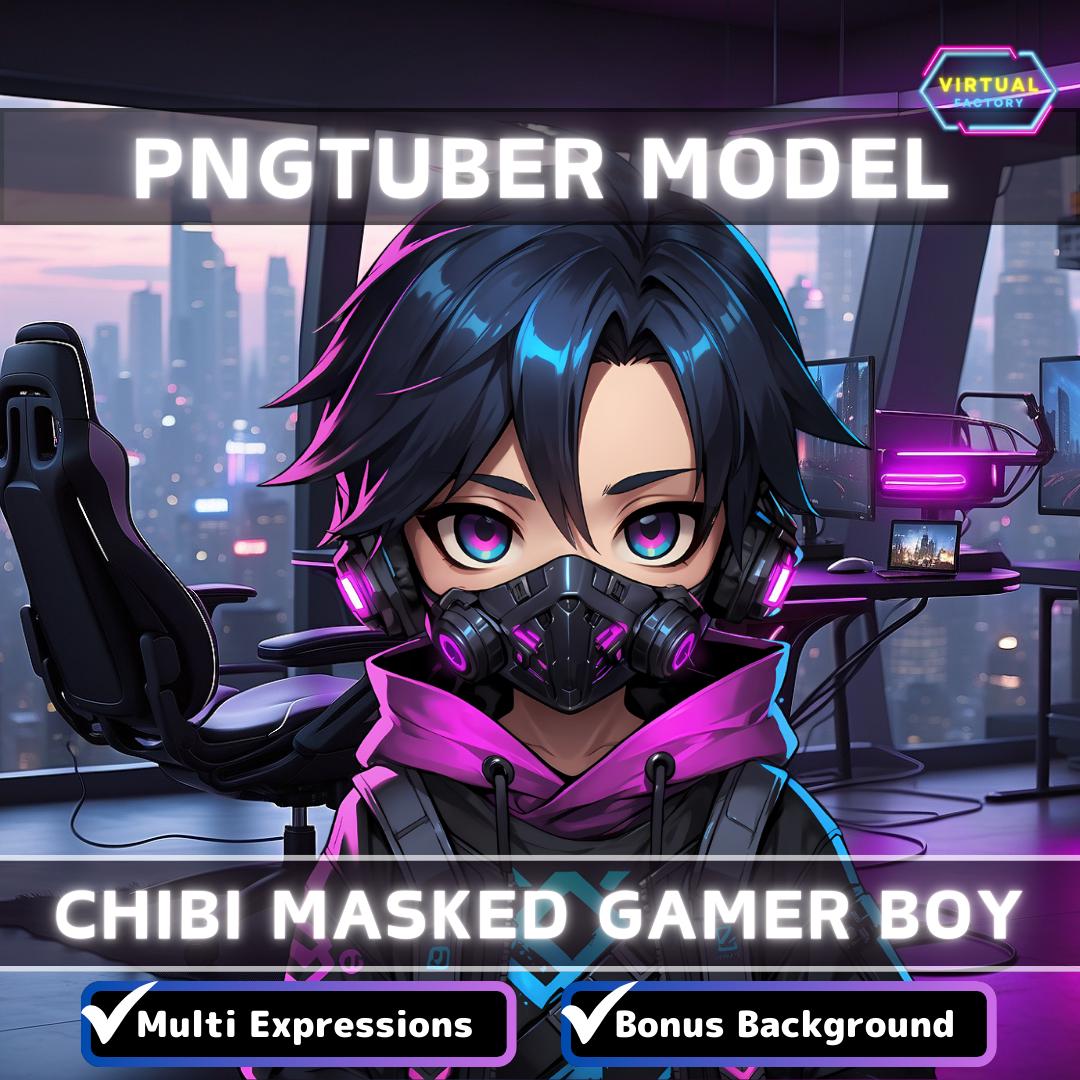 Premade Pngtuber Model Chibi Masked Boy Vtuber Model Cute Male PNG ...
