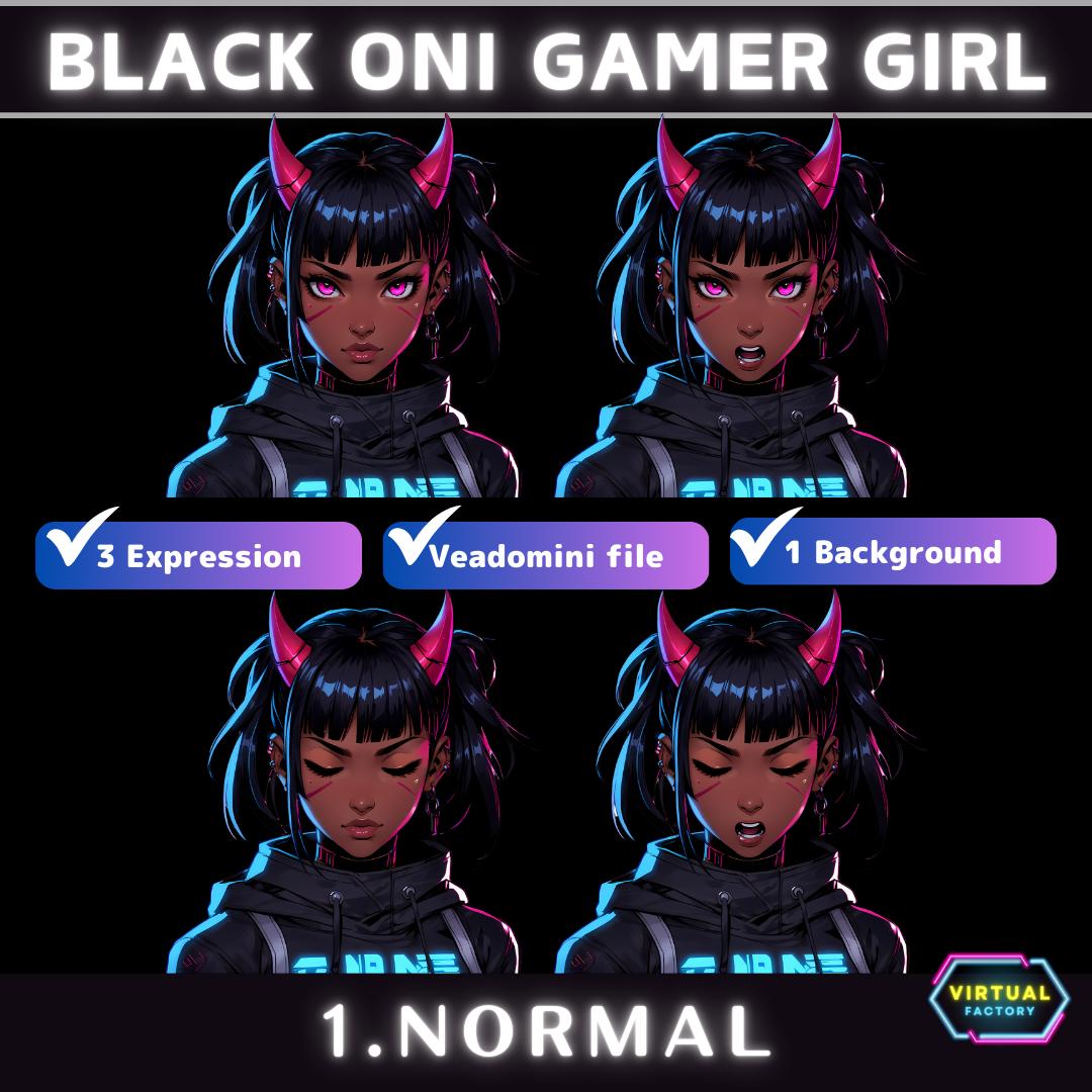 Premade Pngtuber Model Black Oni Girl Vtuber Model Cute Female PNG ...