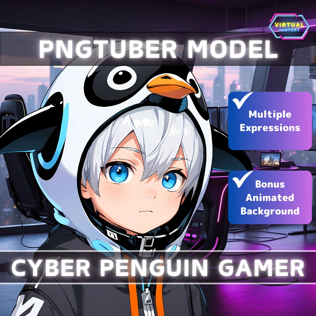 Premade Pngtuber Model Penguin Boy Vtuber Model Male PNG Vtuber Avatar ...