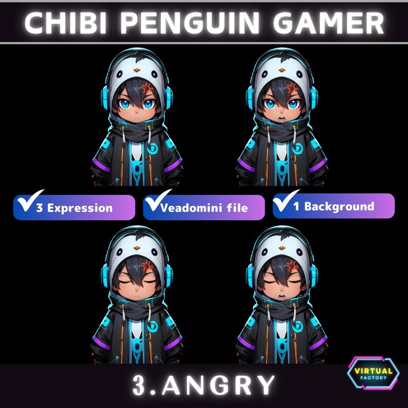 Premade Pngtuber Model Chibi Penguin Boy Vtuber Model Cute Male PNG ...