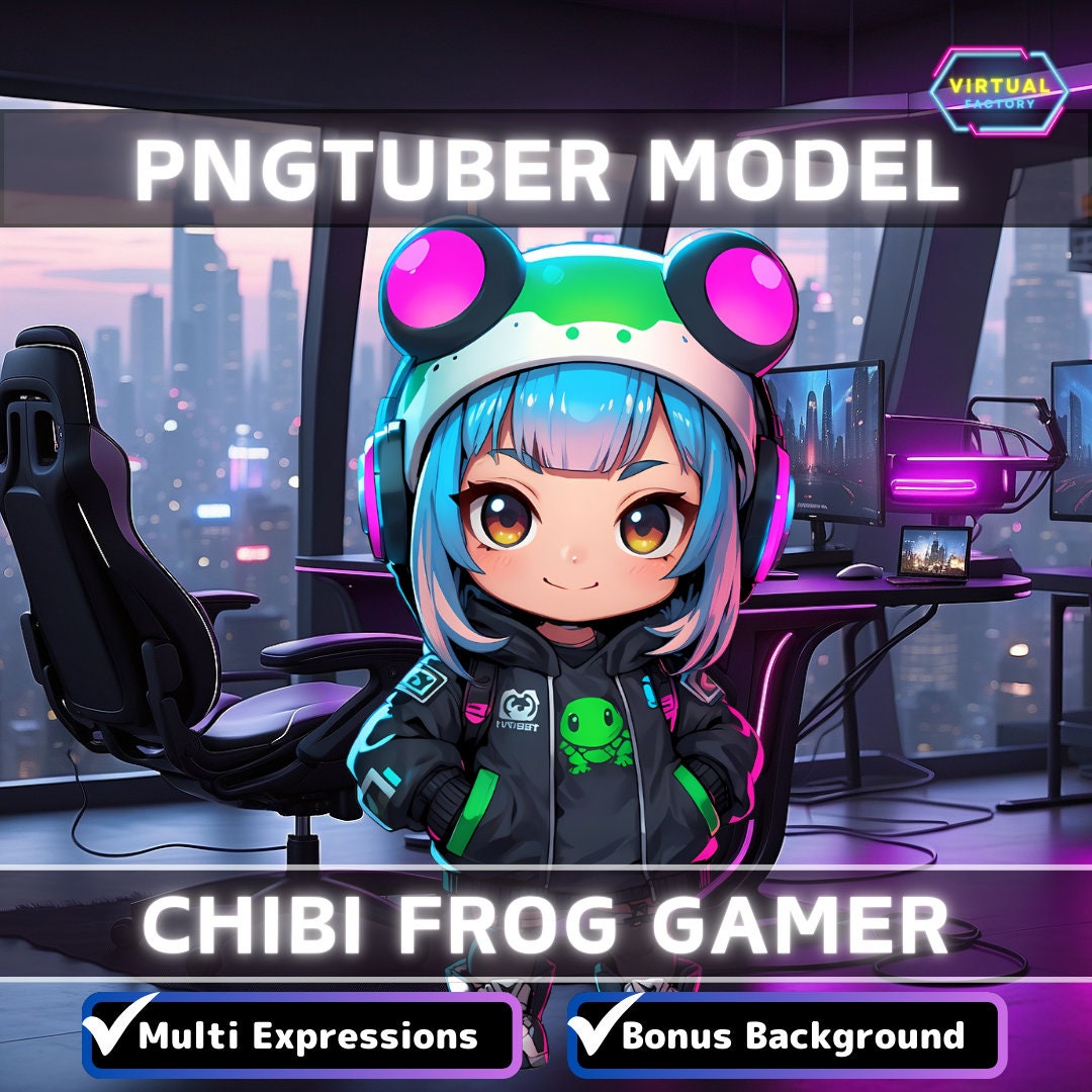 Premade Pngtuber Model Chibi Frog Girl Vtuber Model Cute Female PNG ...