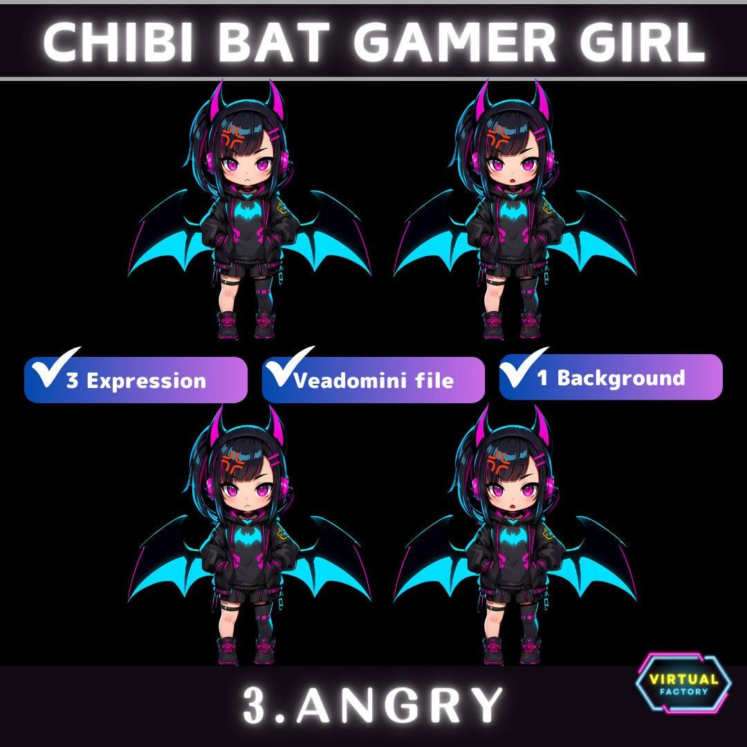 Premade Pngtuber Model Chibi Bat Girl Vtuber Model Cute Female PNG ...