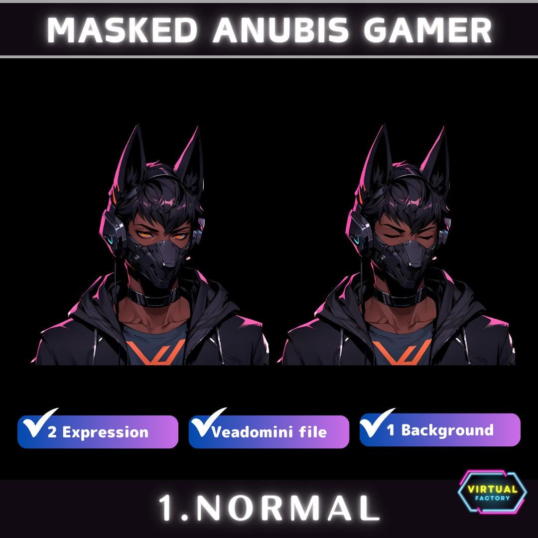Premade Pngtuber Model Masked Anubis Boy Vtuber Model Male PNG Vtuber ...