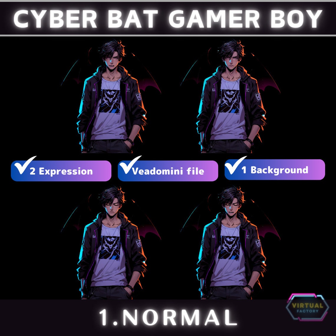 Premade Pngtuber Model Bat Boy Vtuber Model Male PNG Vtuber Avatar Game ...