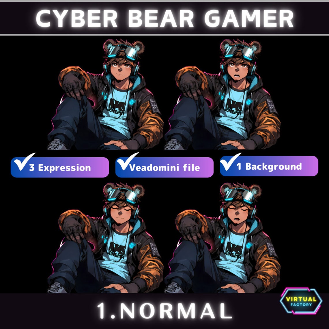 Premade Pngtuber Model Bear Boy Vtuber Model Male PNG Vtuber Avatar ...