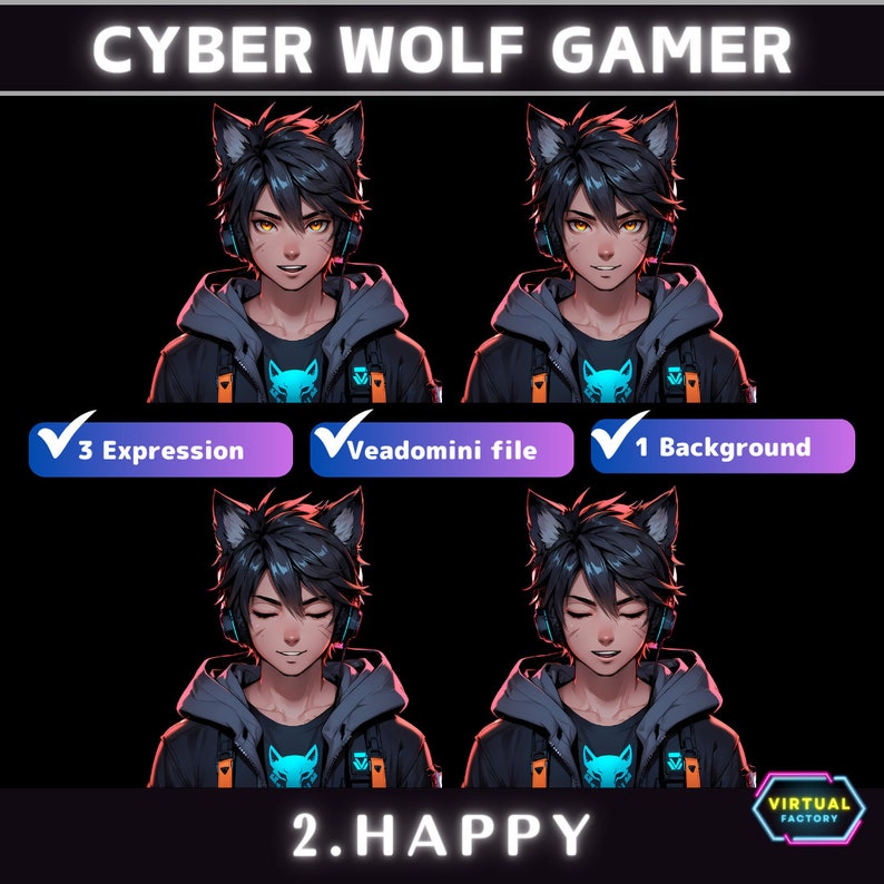 Premade Pngtuber Model Wolf Boy Vtuber Model Male PNG Vtuber Avatar ...