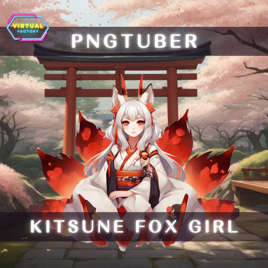 Premade Pngtuber Model Kitsune Fox Girl Vtuber Model Cute Female PNG Vtuber Avatar Gaming Stream ...