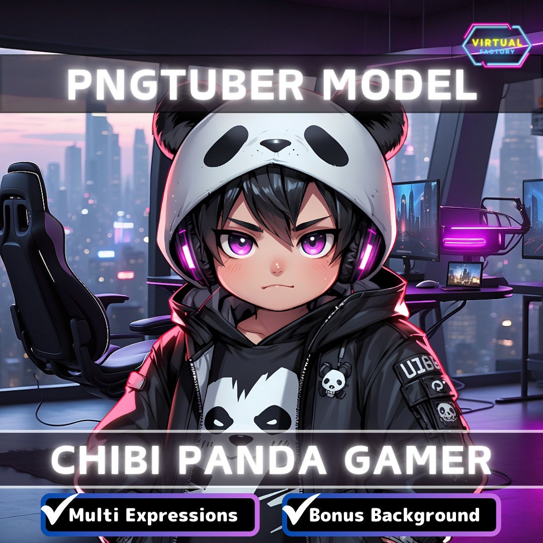 Premade Pngtuber Model Chibi Panda Boy Vtuber Model Cute Male PNG ...
