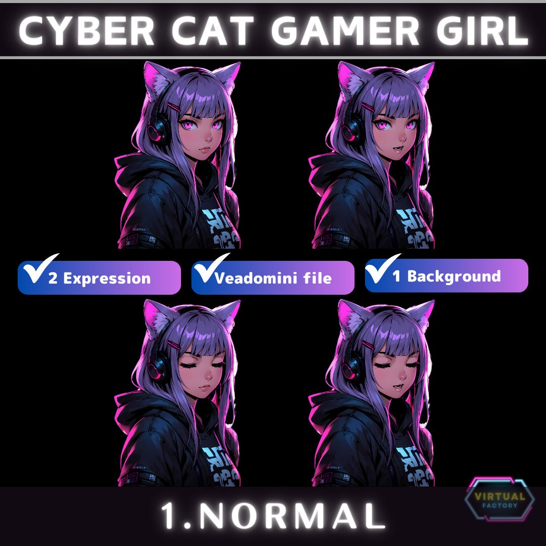 Premade Pngtuber Model Cat Girl Vtuber Model Cute PNG Vtuber Avatar ...