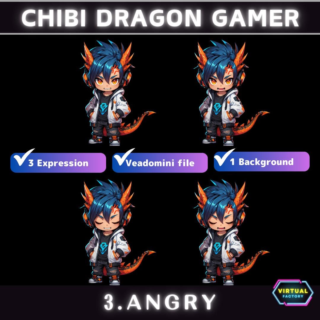 Premade Pngtuber Model Chibi Dragon Boy Vtuber Model Cute Male PNG ...
