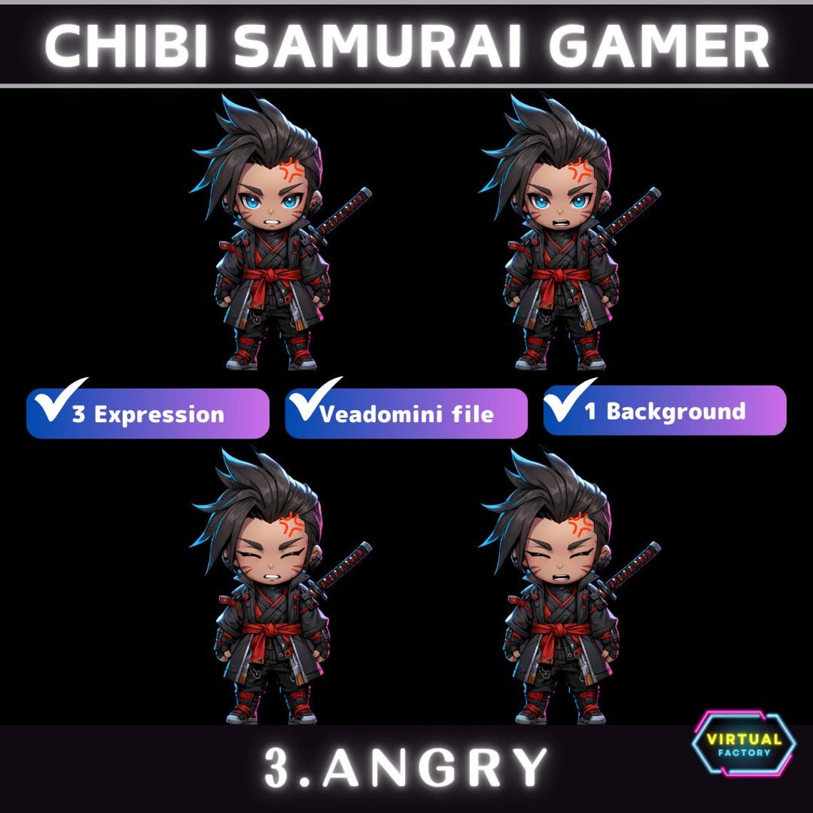 Premade Pngtuber Model Chibi Samurai Boy Vtuber Model Cute Male PNG ...
