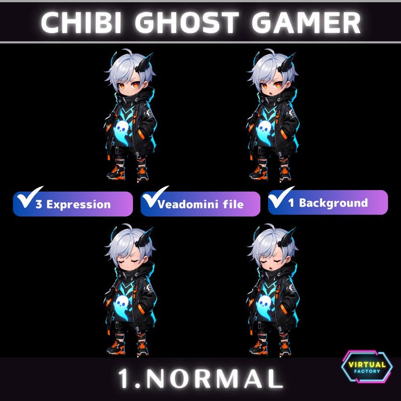 Premade Pngtuber Model Chibi Ghost Boy Vtuber Model Cute Male PNG ...