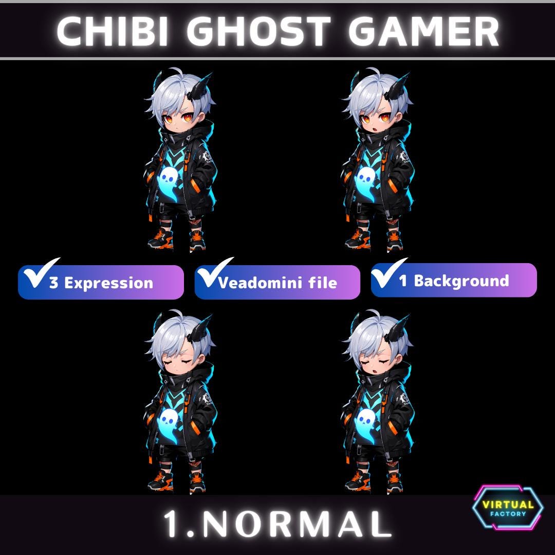 Premade Pngtuber Model Chibi Ghost Boy Vtuber Model Cute Male PNG ...