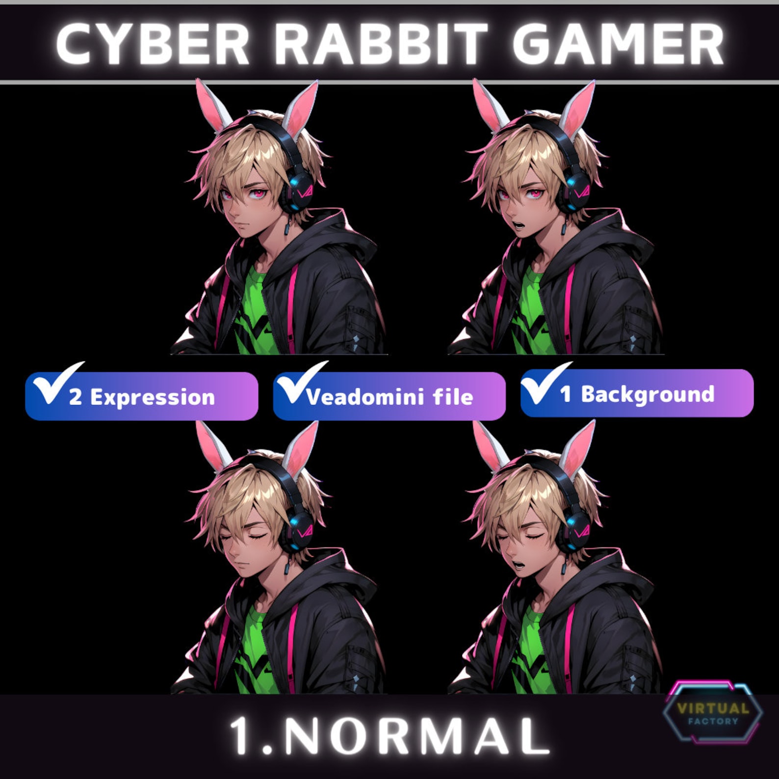 Premade Pngtuber Model Rabbit Boy Vtuber Model Male PNG Vtuber Avatar ...