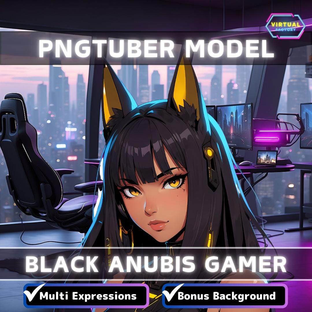 Premade Pngtuber Model Black Anubis Girl Vtuber Model Cute Female PNG ...