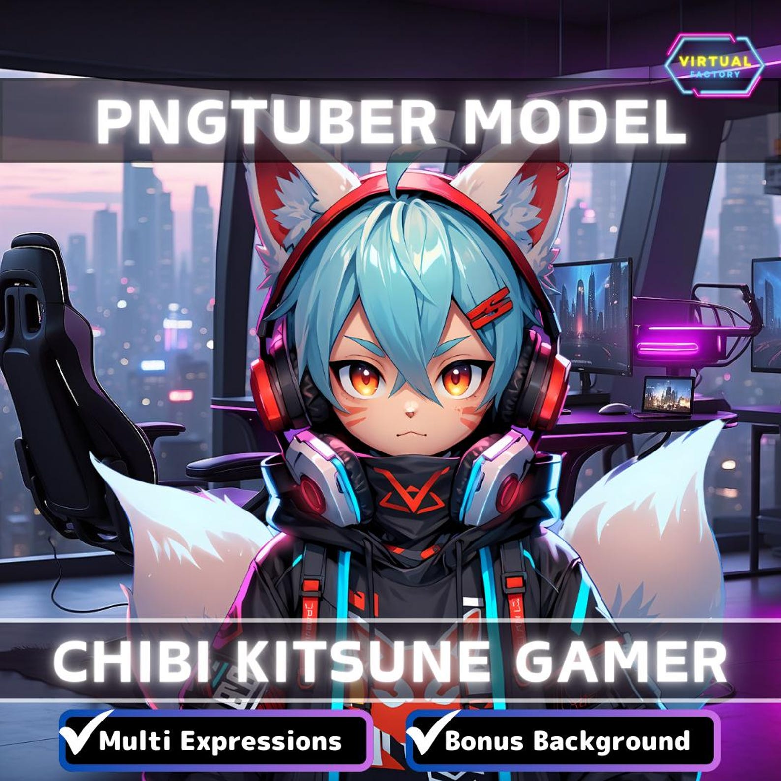 Premade Pngtuber Model Chibi Kitsune Boy Vtuber Model Cute Male PNG ...