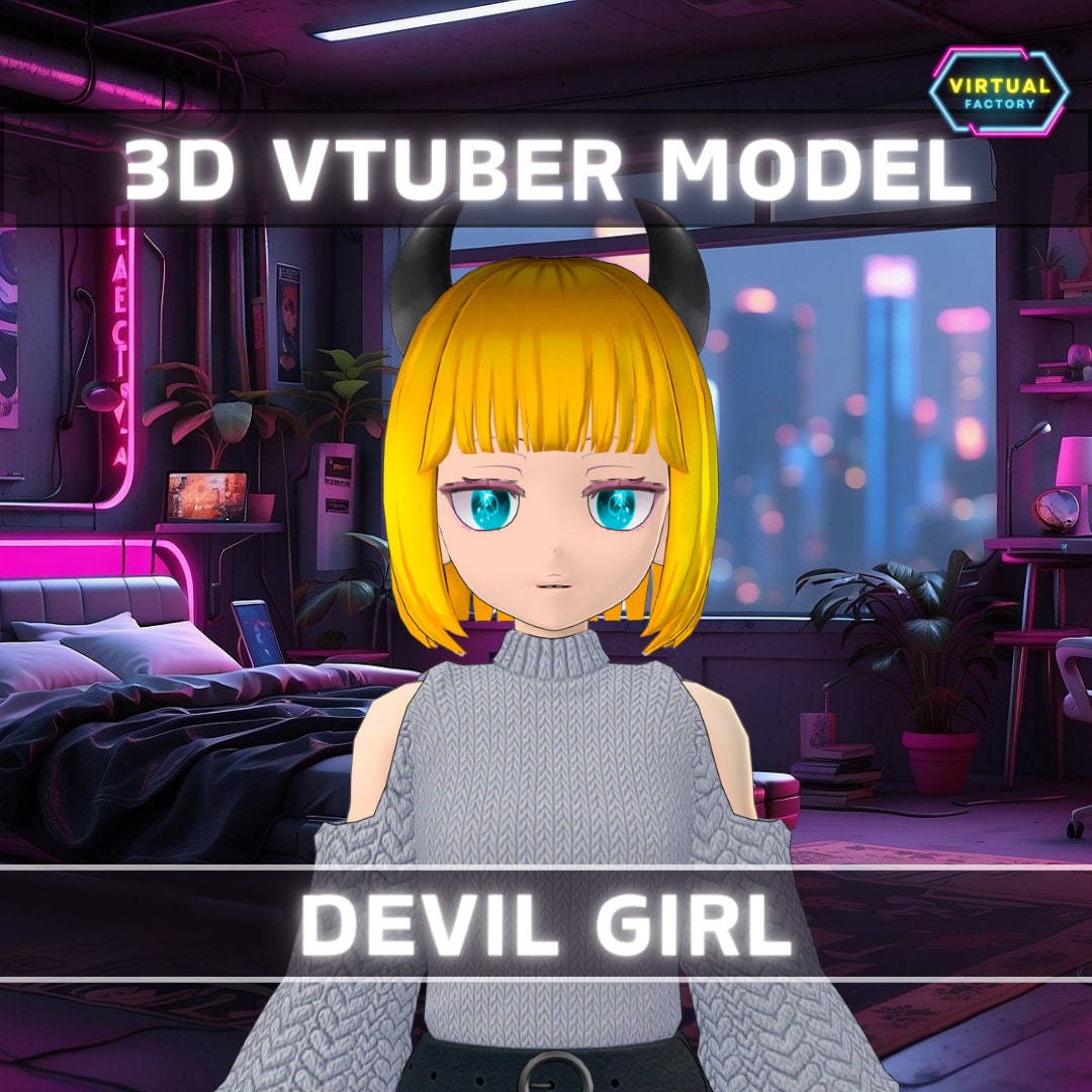 Premade 3D Vtuber Model Devil Girl Ready to Use VRM L Twitch Youtube ...