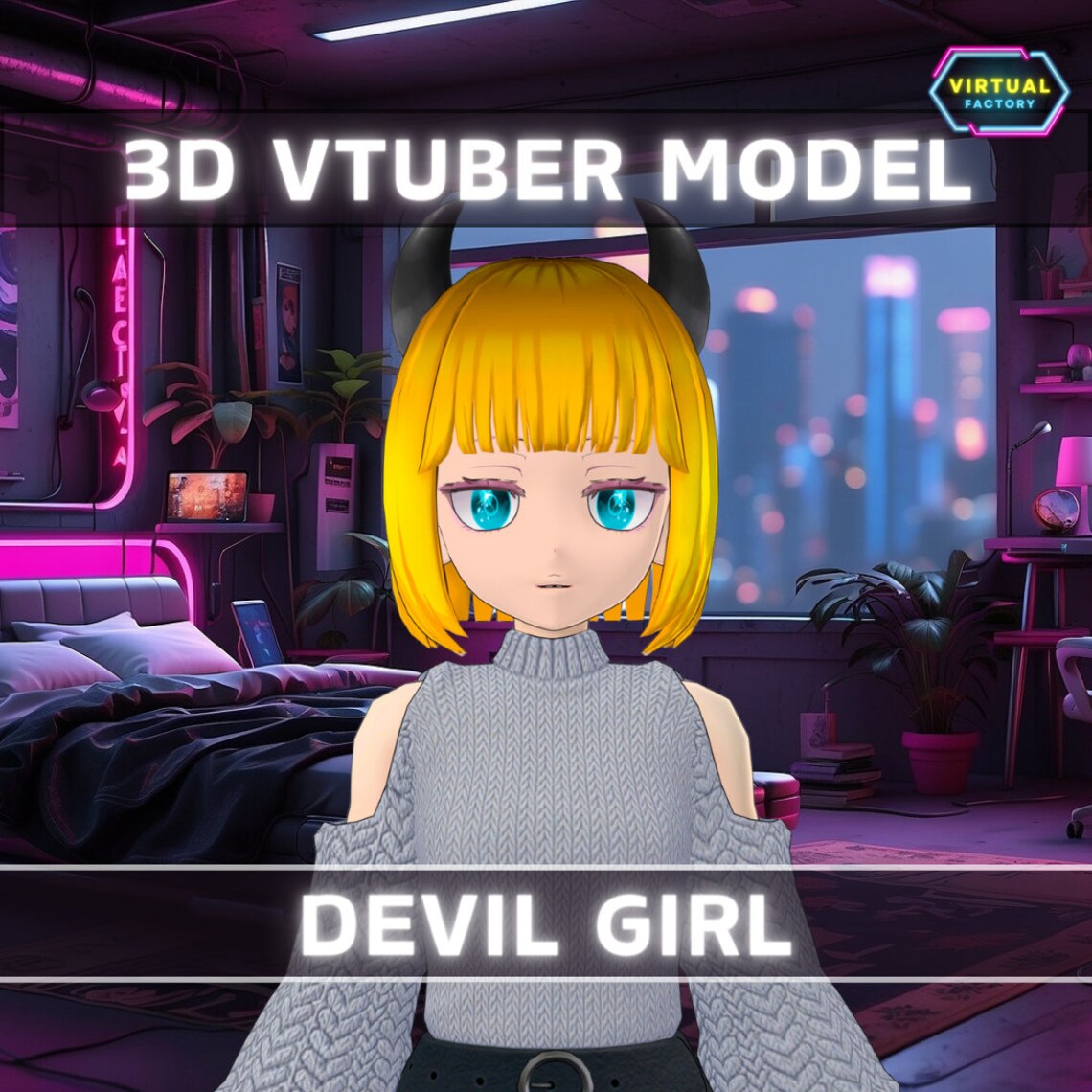 Premade 3D Vtuber Model Devil Girl Ready to Use VRM L Twitch Youtube ...
