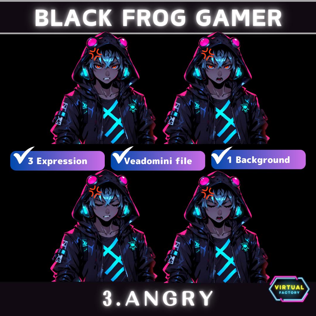 Premade Pngtuber Model Black Frog Boy Vtuber Model Cute Male PNG Vtuber ...